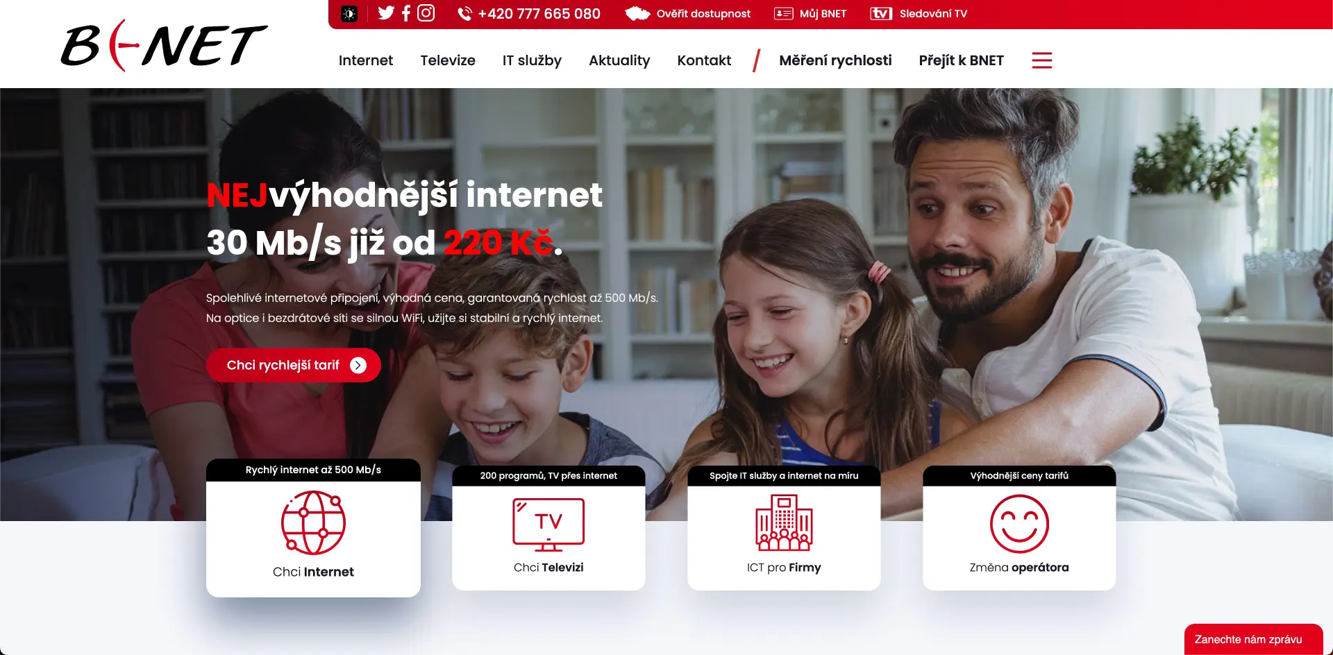 BNET Internet Opava, Optika, WiFi, IPTV, IT služby, Cloud